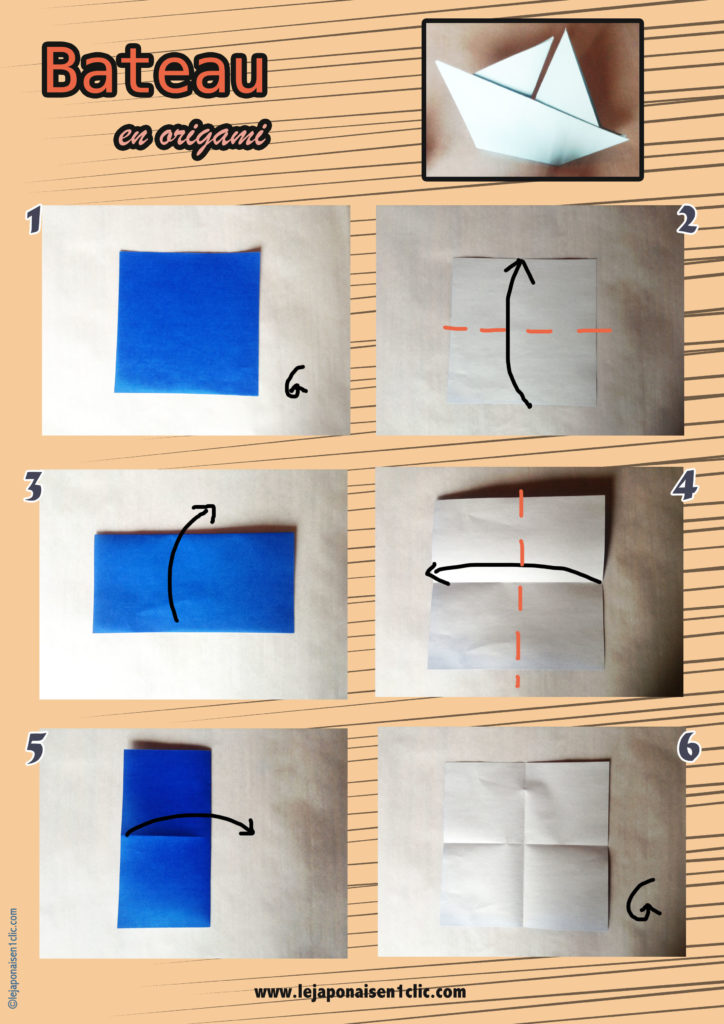 Faire un bateau en origami – Le japonais en 1 clic . Tous droits réservés.